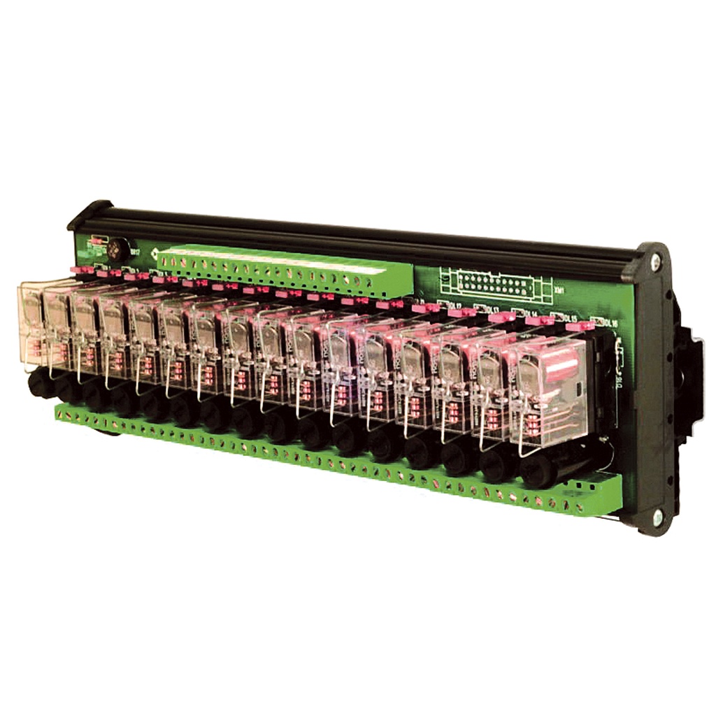 16 Channel 24Vac/dc Relay Module With Fuse Protection , DIN Rail Mount ...